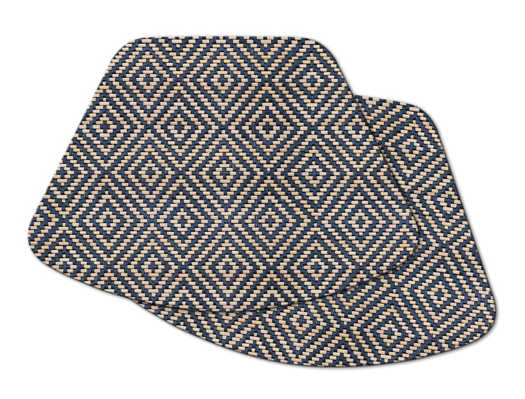 Blue Wicker Rattan Print Wedge Placemats for Round Tables Burlap ...