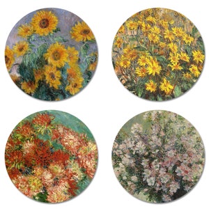 Claude Monet Vase of Flowers Placemats for Round Tables Tactile Basket ...