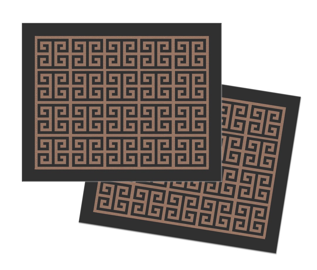 Greek Key Placemats for Round Tables Tactile Basket Texture Hemmed Edge ...