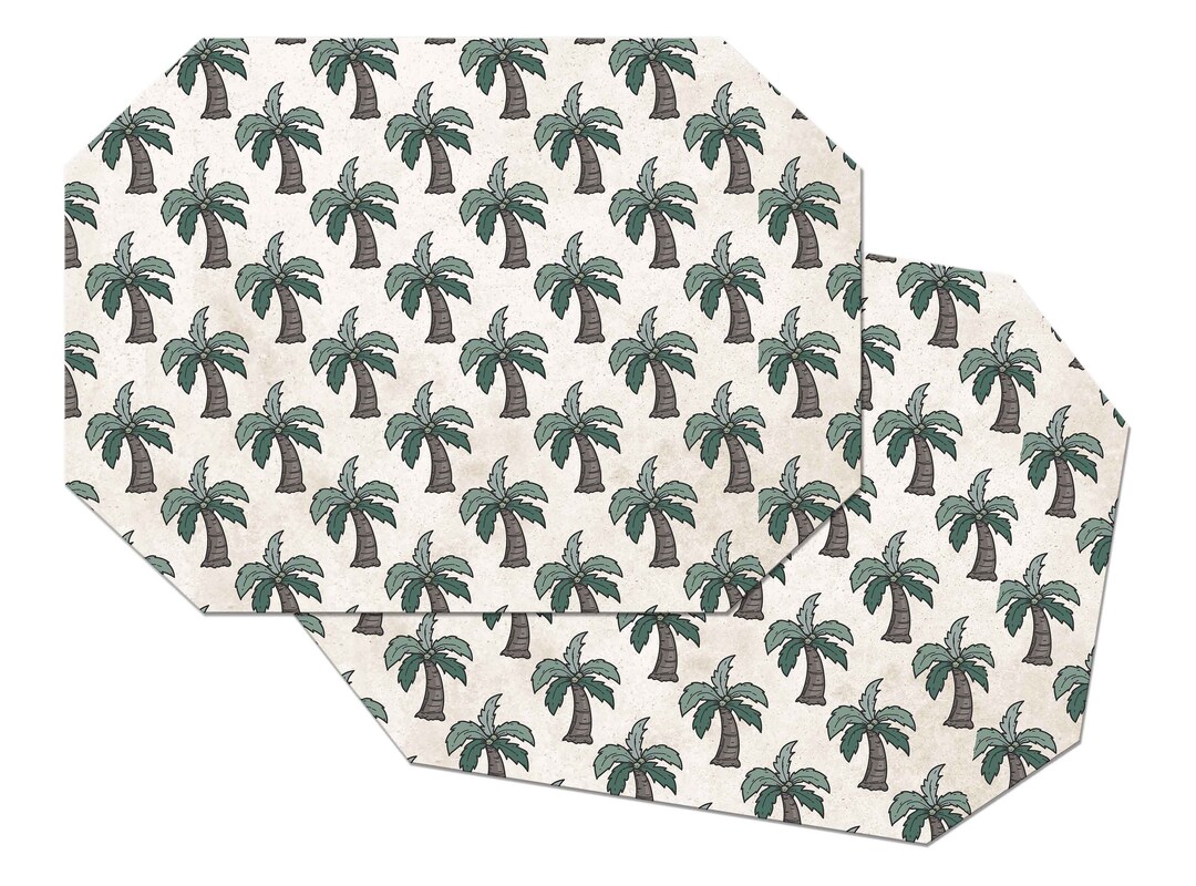 Palm Tree Placemats Tropical Theme for Round Tables Tactile Basket ...