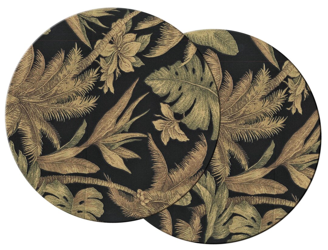 Tropical Night Placemats for Round Tables Tactile Basket Texture Hemmed ...