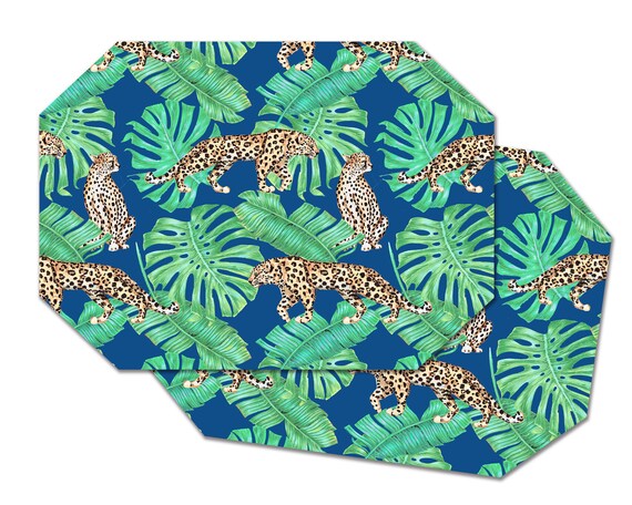 Jungle Leopard Placemat for Round Tables Basket Texture Hemmed | Etsy