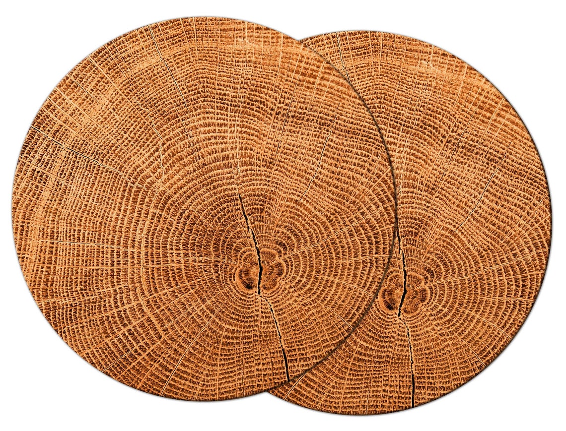 Brown Wood Ring Placemats For Round Table Tactile Basket | Etsy