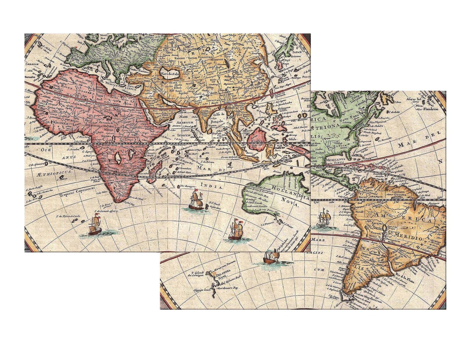 Vintage Map Wedge Placemats for Round Tables Tactile Basket - Etsy