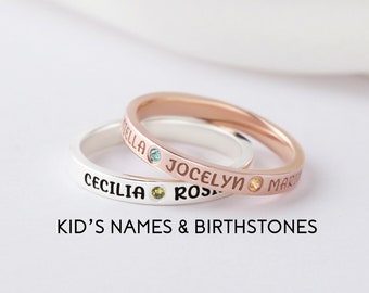 Mom Ring With Kids Names - Etsy