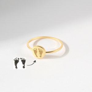 Actual Footprint Ring Personalized Footprint Ring Dainty - Etsy