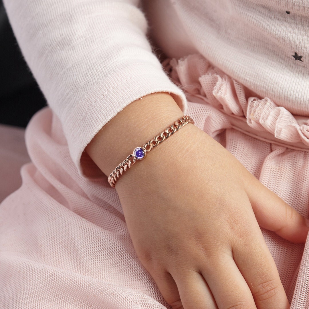 Baby Birthstone Bracelet, Custom Kid Bracelet, Toddler Bracelet With ...