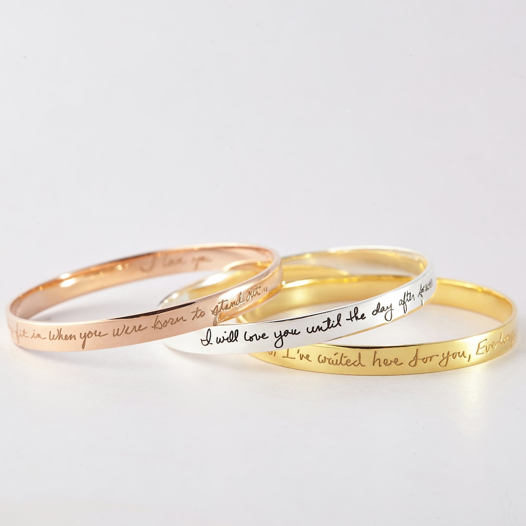 Engraved Handwriting Jewelry, Personalized Handwriting Bracelet ...