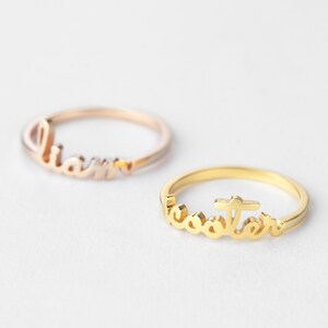 Stackable Name Rings, Personalized Mom Rings, Name Jewelry, Name Ring ...