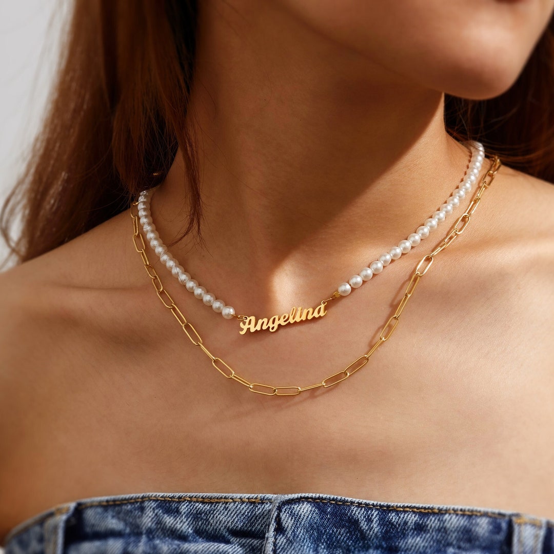 Pearl Name Necklace, Women Pearl Necklace, Name Jewelry, Jewelry for ...