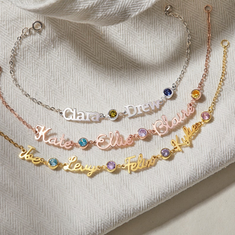 Birthstone Names Bracelet, Mothers Day Jewelry, Bracelet for Mom ...