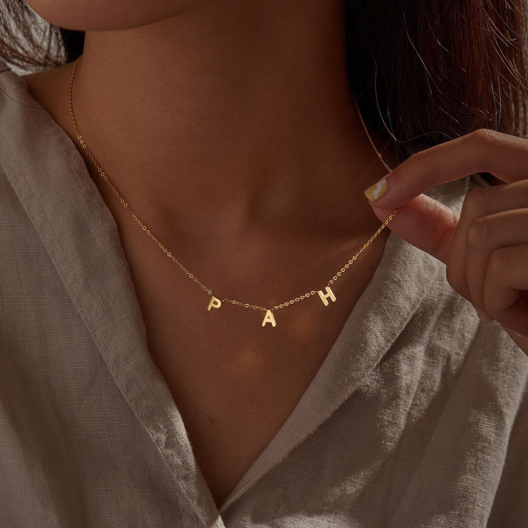 3 Initials Necklace • Multiple Initials Necklace • Mothers Necklace ...