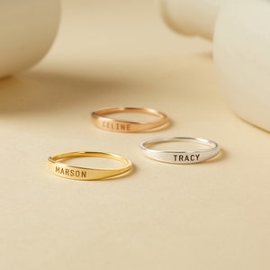 Dainty Ring With Name Personalized Stacking Rings Skinny Bar Ring ...