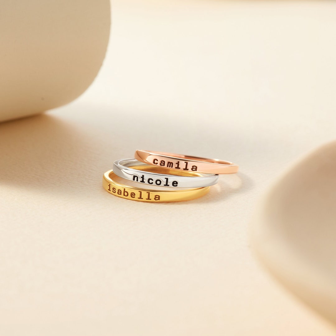 Stackable Mom Rings, Mothers Day Gift Ideas, Custom Mom Ring, Stacking ...