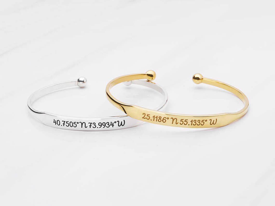 Custom Coordinates Jewelry Gold Coordinates Bracelet - Etsy