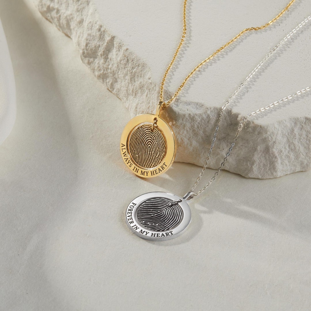 Fingerprint Jewelry, Thumbprint Christmas Necklace, Personalized ...