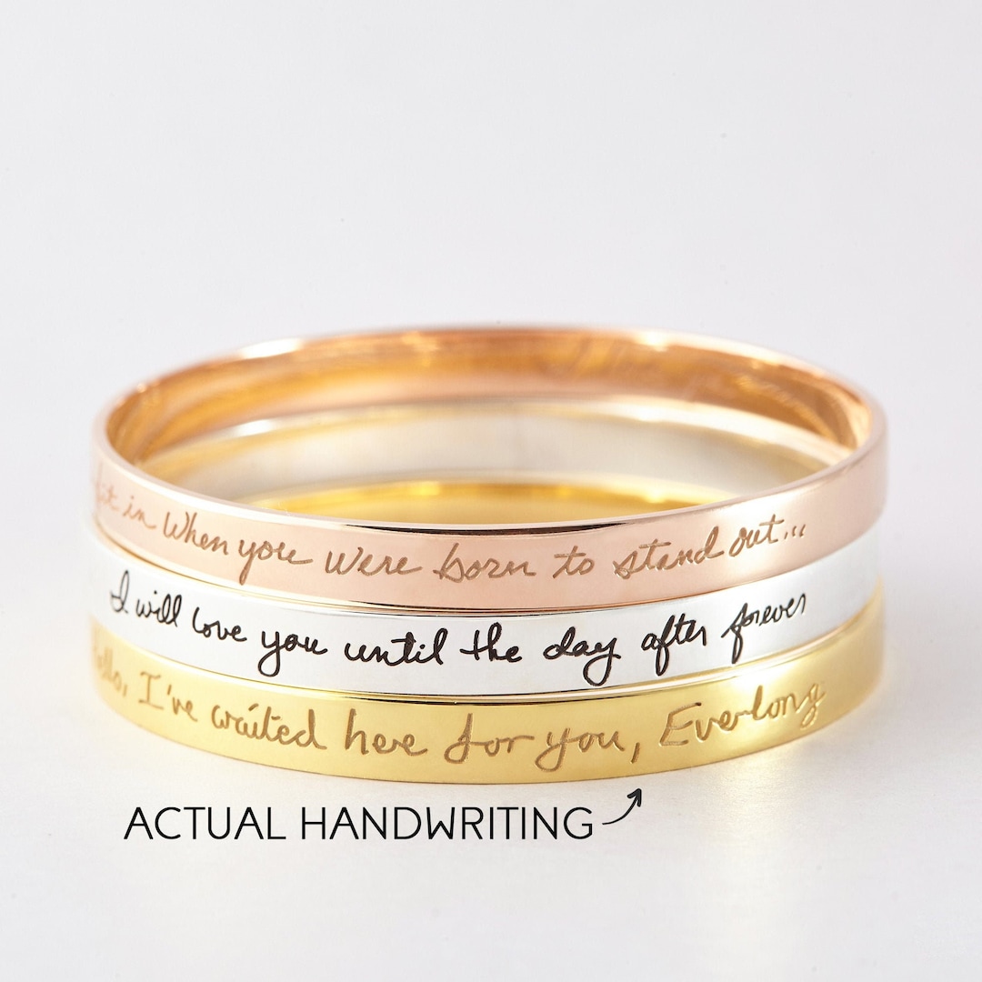 Custom Handwriting Jewelry • Handwritten Bangle • Memorial Gift ...