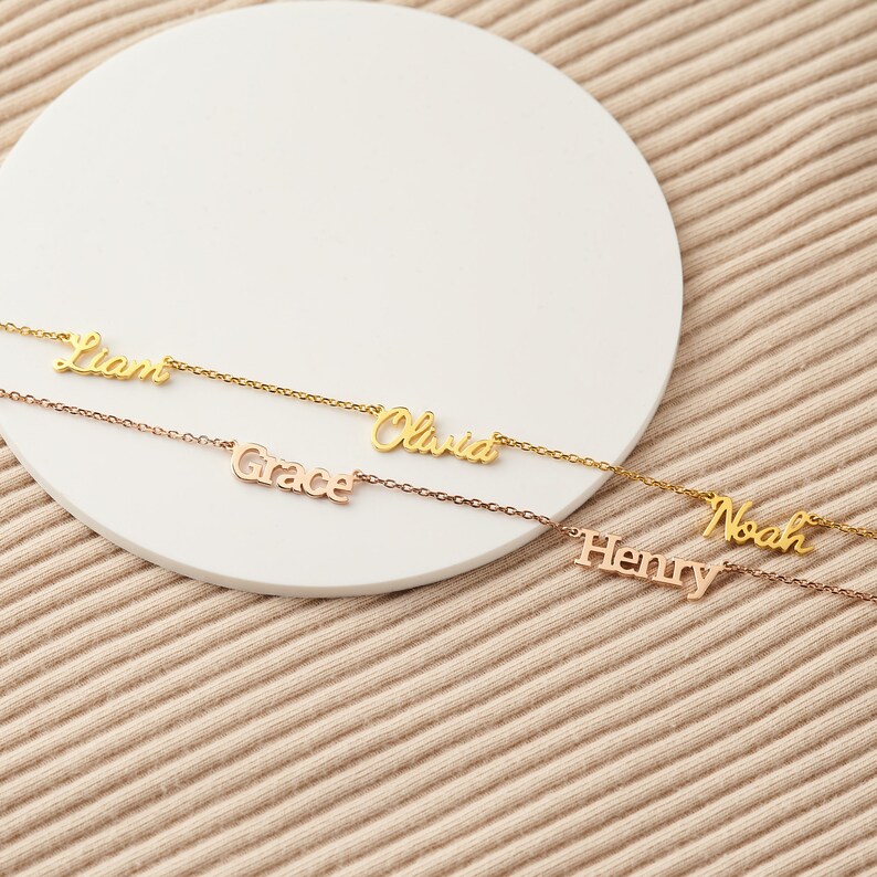 Kids Name Necklace Two Names Necklace Mother Christmas - Etsy