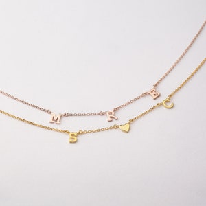 3 Initials Necklace Multiple Initials Necklace Spaced Letter Necklace 4 ...