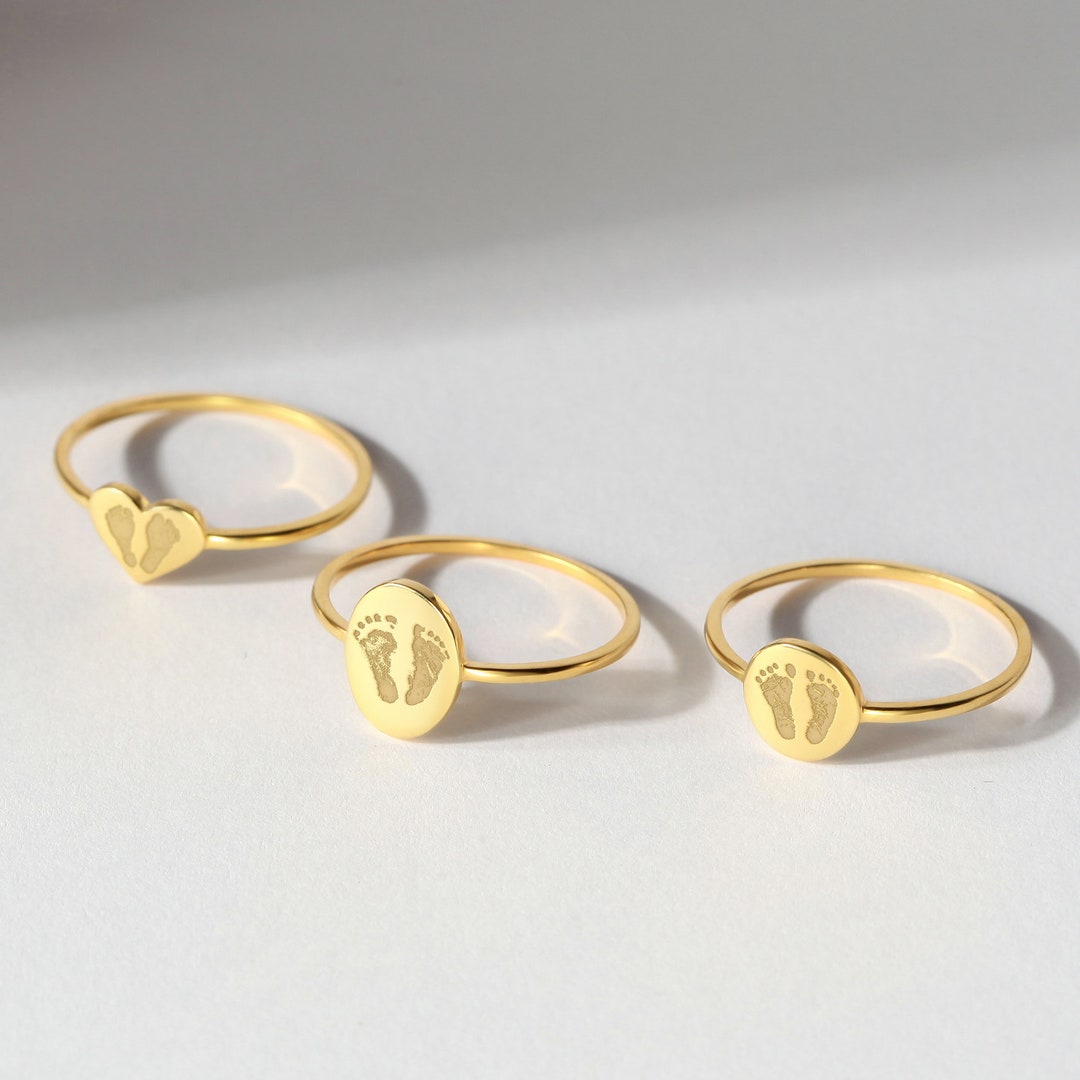 Actual Footprint Ring, Personalized Footprint Ring, Dainty Footprint ...