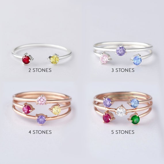 Birthstone Ring Birthstone Jewelry Ring With Birth Stones - Etsy