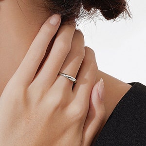 Curve Ring Set, Stackable Minimalist Ring, Gold-plated Chunky Wave Ring ...