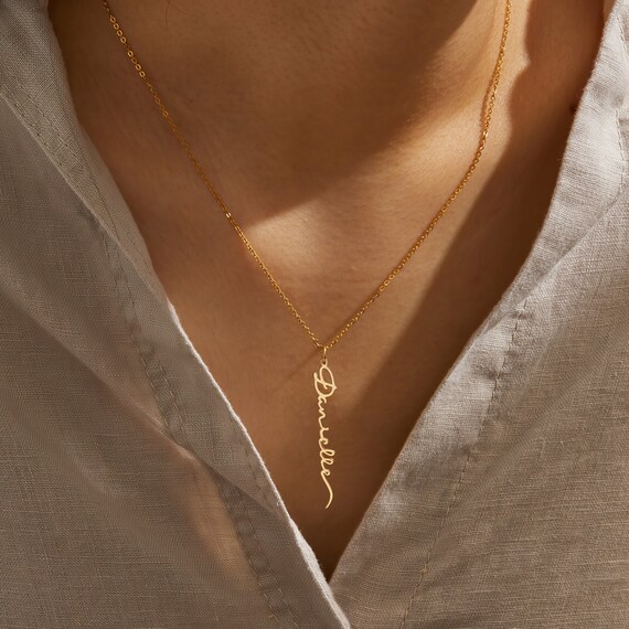 Young Adult Girl Gift Nameplate Necklace Vertical Name Necklace Tween Girl Jewelry Teen Daughter Gift Birthday Gifts for Girl Etsy