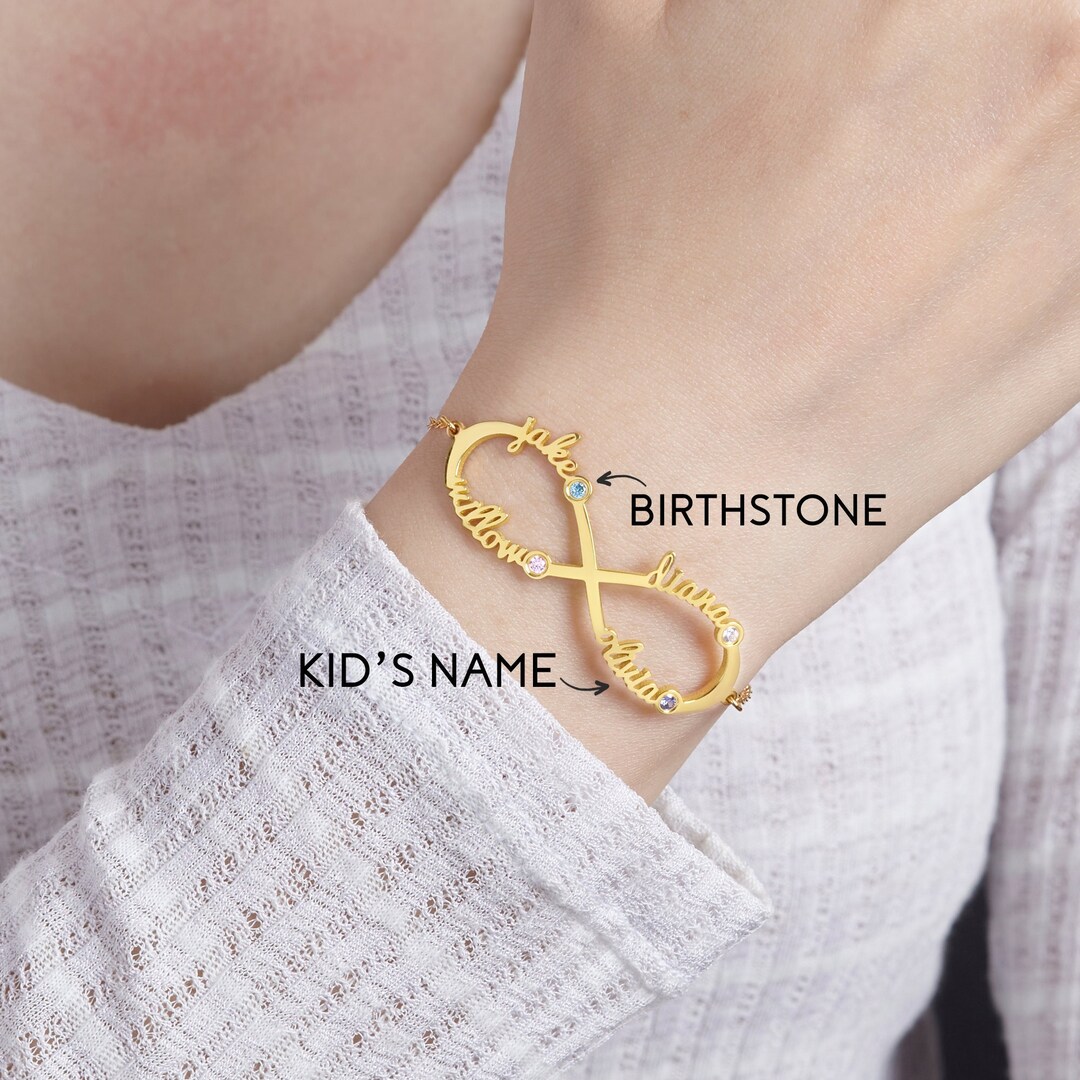 Infinity Name Bracelet, Mom Bracelet With Kids Names, Personalized ...