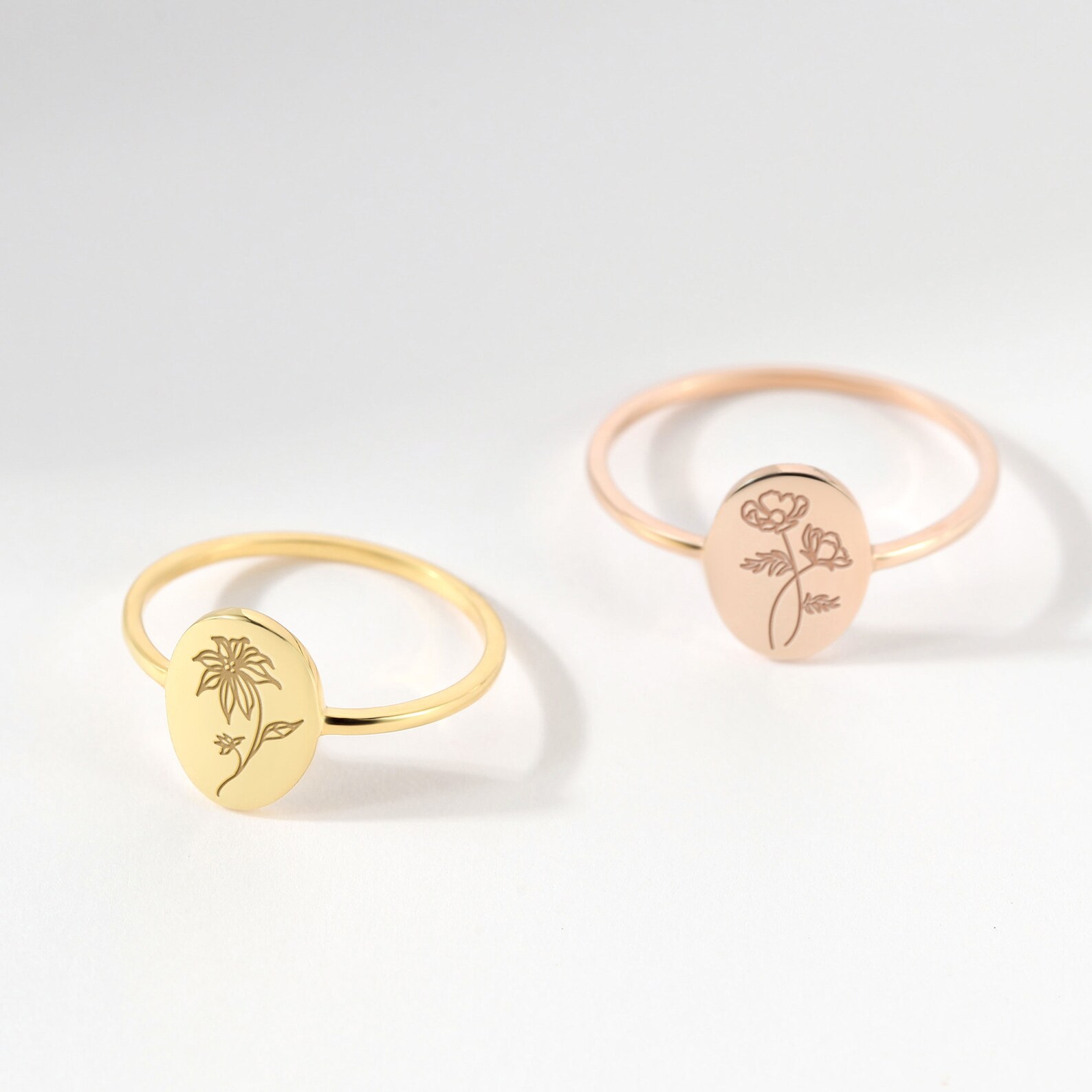 Birthmonth Flower Ring Birthday Jewelry Birth Month Ring - Etsy