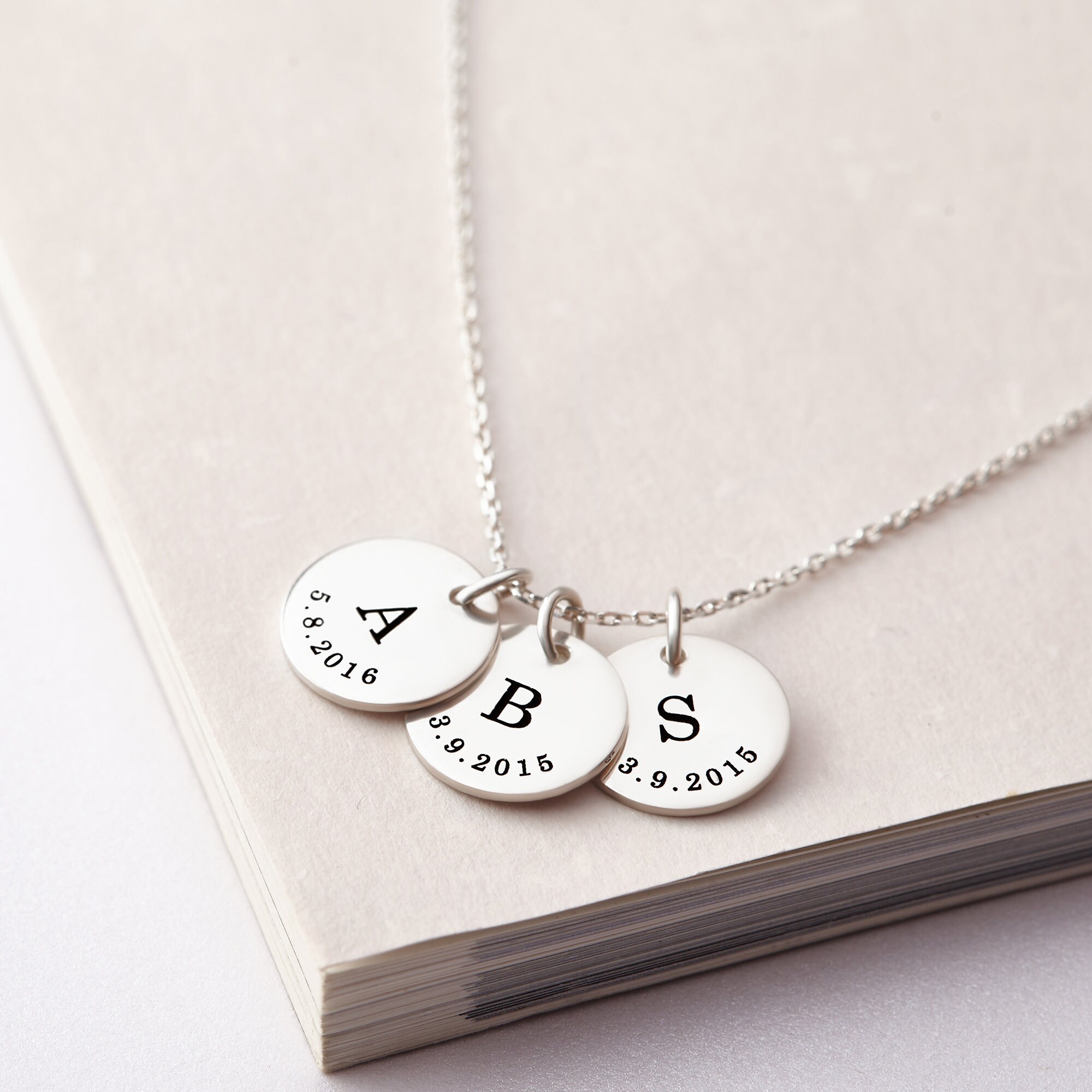 Children Initials Necklace • Initial Birthdate Necklace • Kids Initials ...