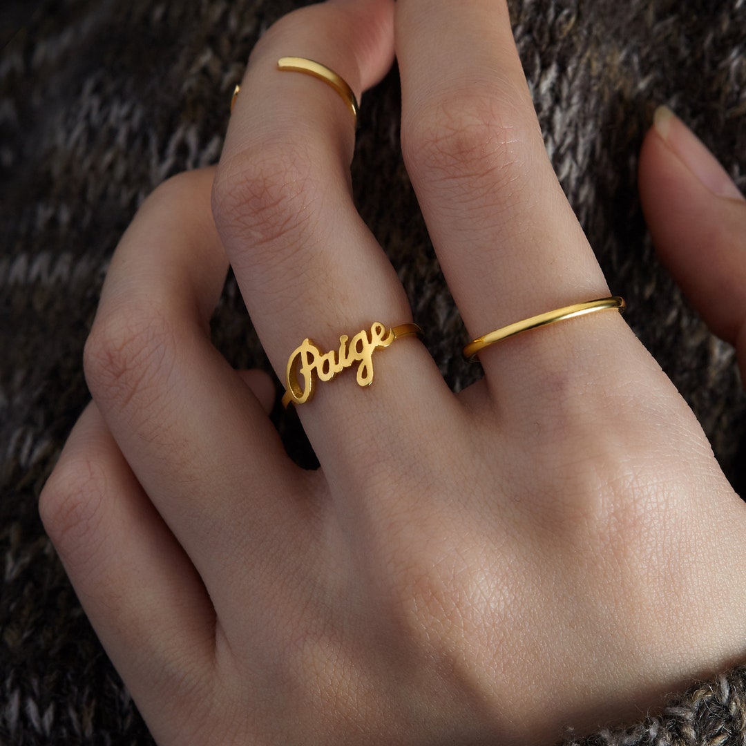 Personalized Stackable Ring, Custom Name Christmas Rings, Children Name ...