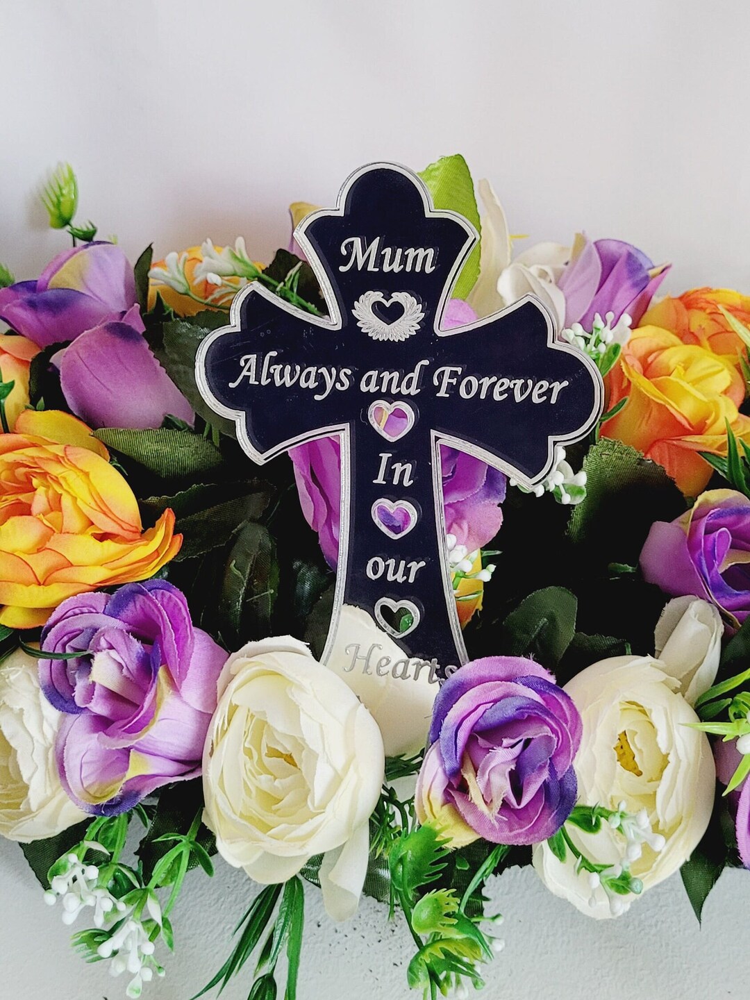 Personalised Cross Graveside Marker, Headstone, Memorial Plaque ...