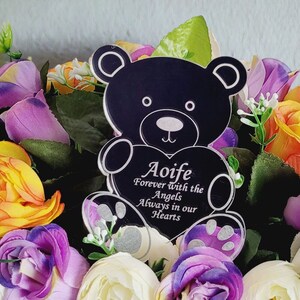Personalised Teddy Bear Grave Memorial Plaque Personalized Tribute for ...