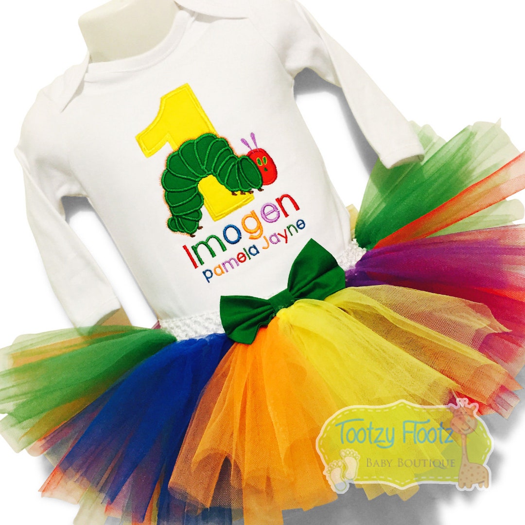 Hungry Worm Tutu Set, First Birthday Party Outfit, Rainbow Birthday ...