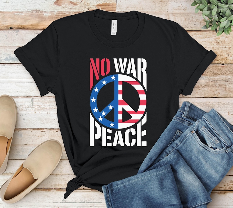 Patriotic Peace Sign Shirt, American Flag Peace Tee, Freedom Statement ...