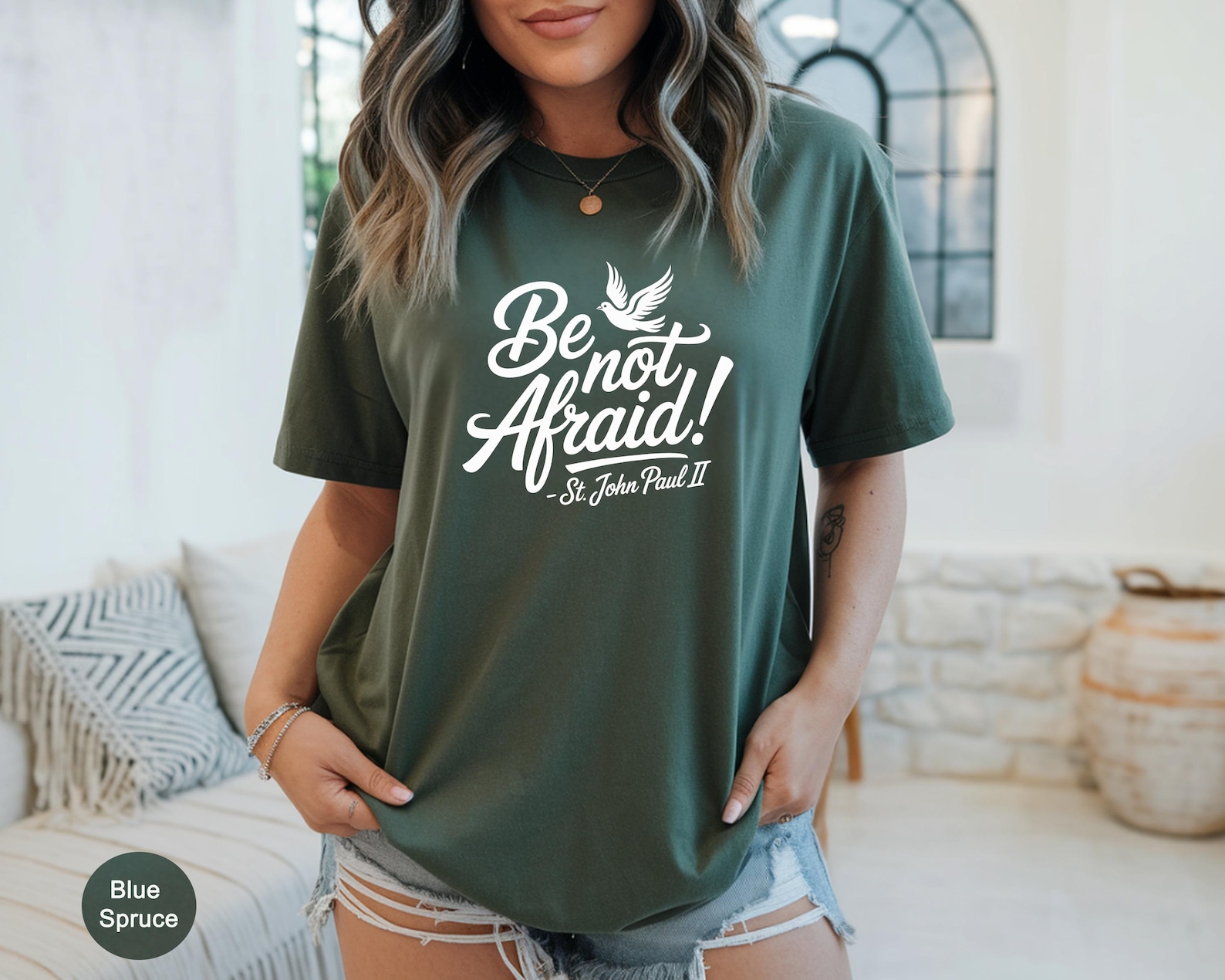 Faith Based Shirt | Be Not Afraid JPII Quote | Catholic Religious Gift ...