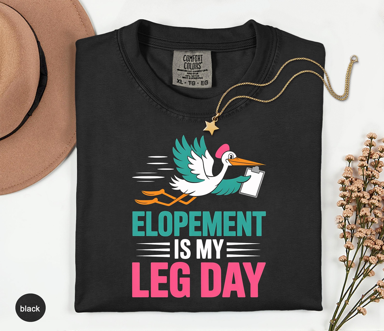 Elopement Leg Day Shirt | Funny Wedding Stork Tee | Just Eloped Gift ...