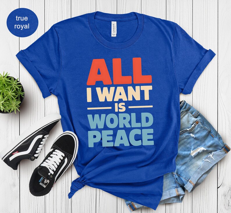 Retro World Peace Shirt, Groovy 70s Style Tee, Inspirational Humanity ...