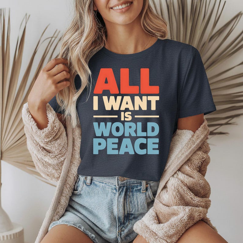Retro World Peace Shirt, Groovy 70s Style Tee, Inspirational Humanity ...