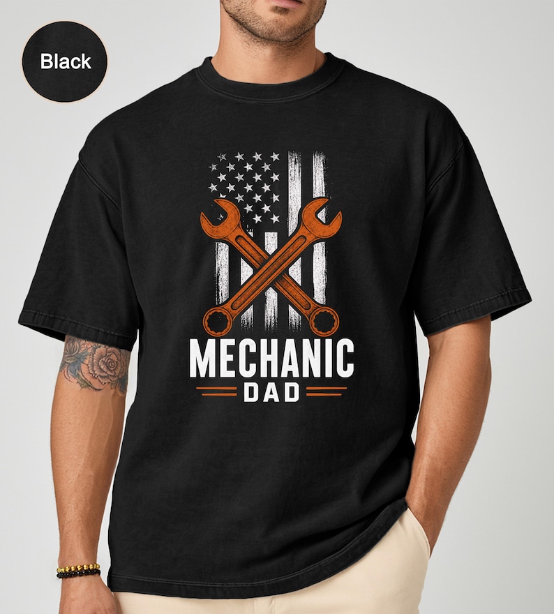 Mechanic Dad Shirt, Patriotic Wrench Tee, American Flag Father Gift ...