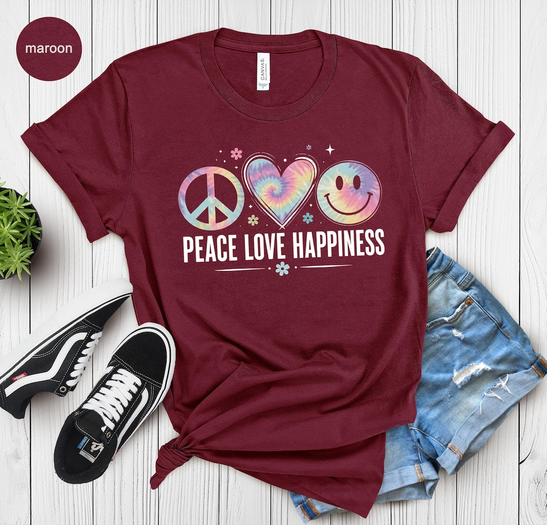 Retro Peace Sign Tee, Groovy 70s Vibes Shirt, Boho Flower Power Top ...