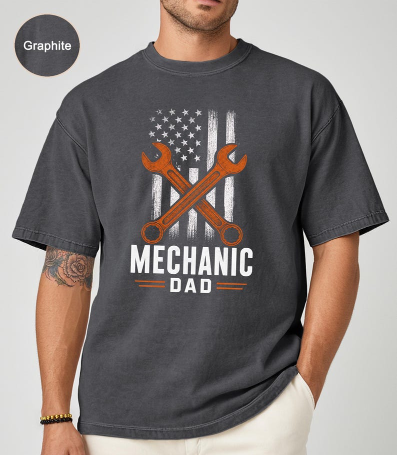 Mechanic Dad Shirt, Patriotic Wrench Tee, American Flag Father Gift ...
