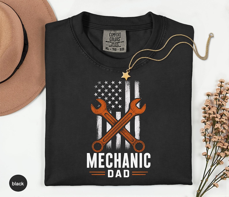 Mechanic Dad Shirt, Patriotic Wrench Tee, American Flag Father Gift ...