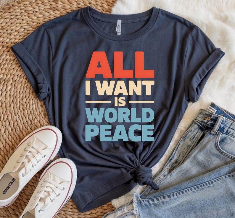 Retro World Peace Shirt, Groovy 70s Style Tee, Inspirational Humanity ...