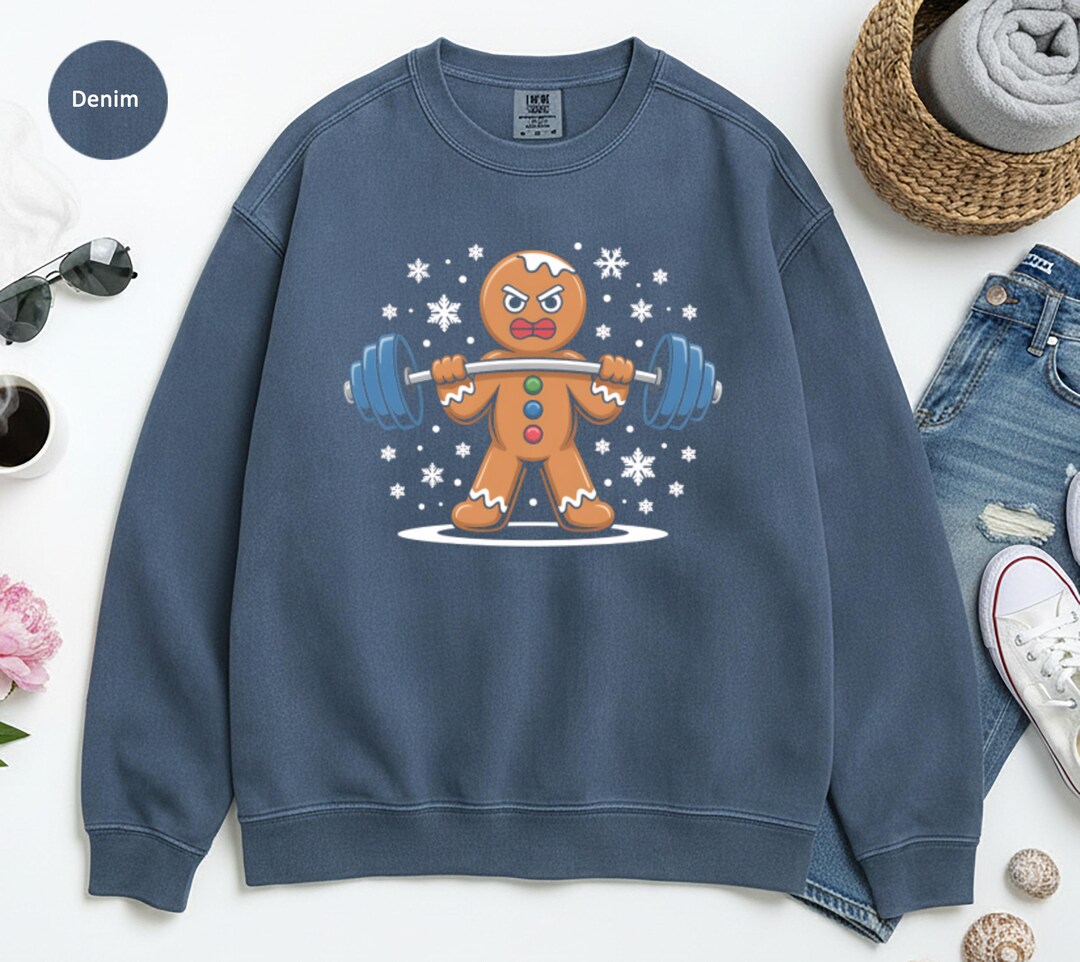 Gingerbread Man Gym Comfort Colors® Sweatshirts, Funny Christmas ...