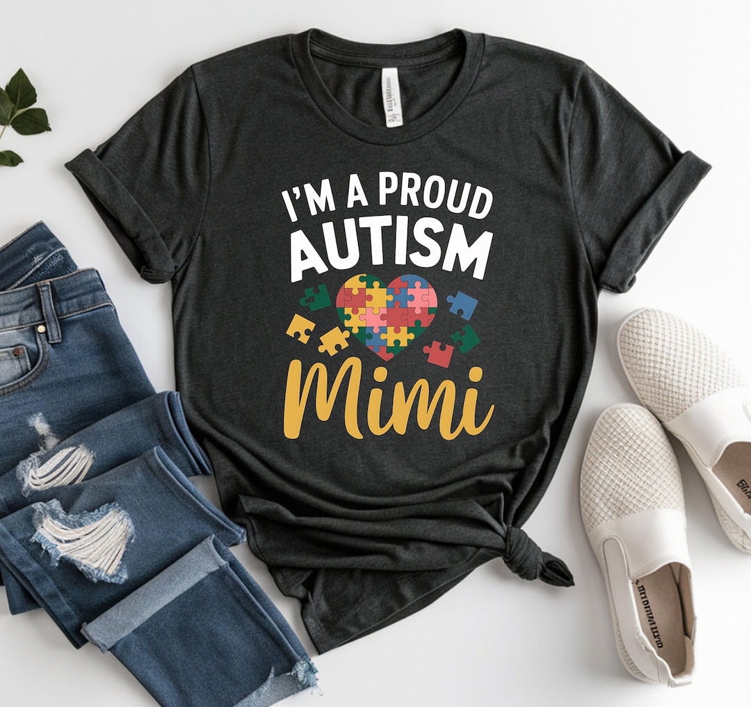 Proud Autism Mimi T-shirts, Autism Awareness Puzzle Heart Tee ...
