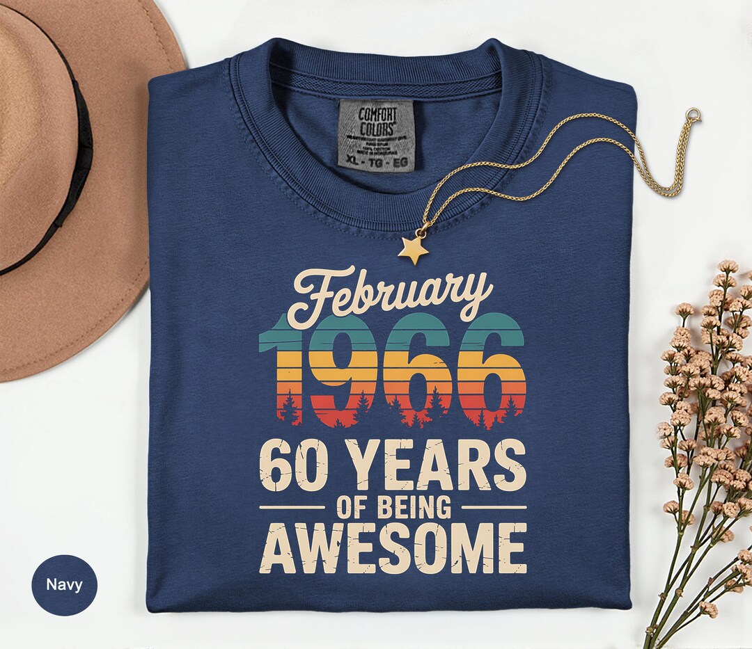 February 1966 60th Birthday Comfort Colors Shirts, Sixtieth Birthday ...