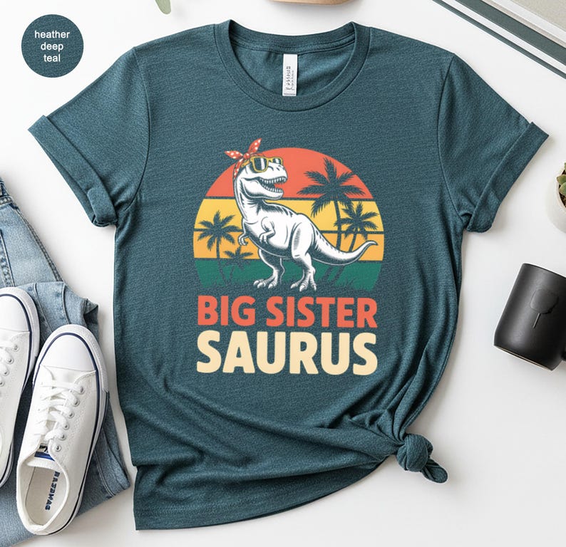 Big Sister Saurus Shirt, Funny Dinosaur Sister Tee, New Sibling ...