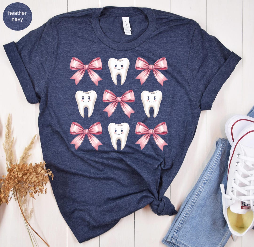 Cute Tooth Shirt With Bow | Coquette Dental Hygienist Gift | Oral ...