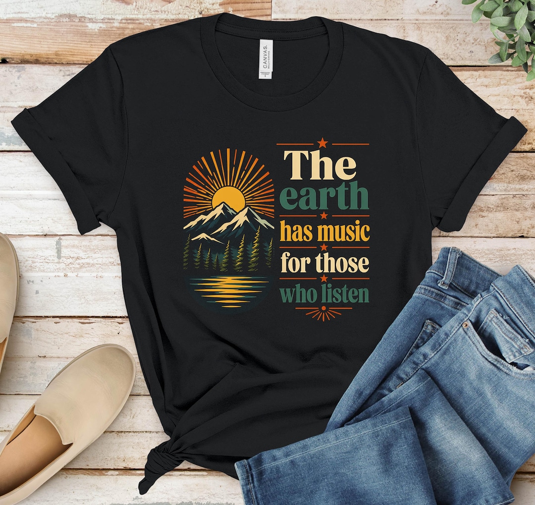 Nature Landscape T-shirt, Gift for Hiker, Inspirational Mountain Forest ...